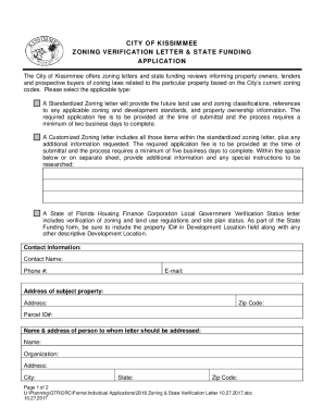 Fillable Online city of kissimmee zoning verification letter & state ...