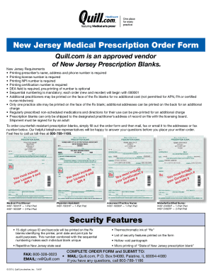 Fillable Online www.quill.compdfsnj-medical-rx-order-formNew Jersey ...
