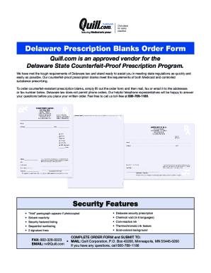 Fillable Online www.quill.compdfsdelaware-rx-order-formDelaware Prescription Blanks Order Form ...
