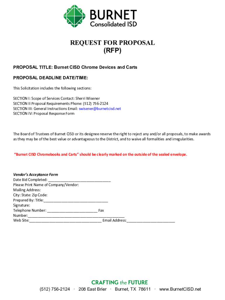 Fillable Online Request for Proposal (RFP) Cover LetterRequest for ...