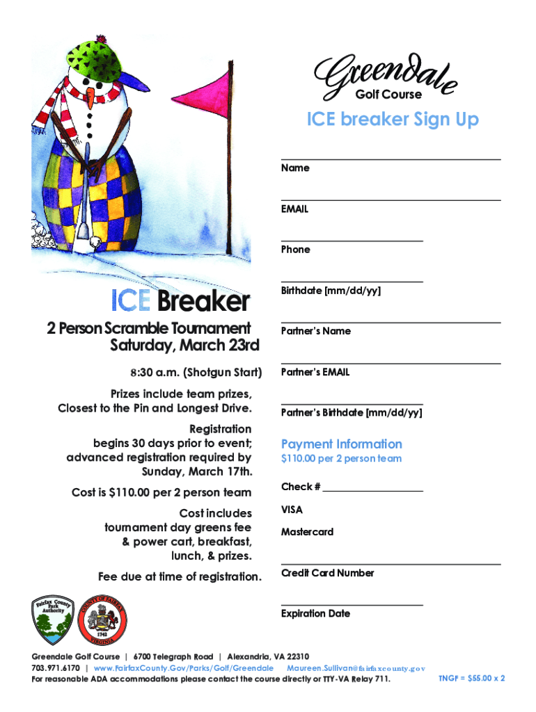 Fillable Online 2019 ICE BREAKER SIGN UP FOR FORM. 2019 ICE BREAKER ...