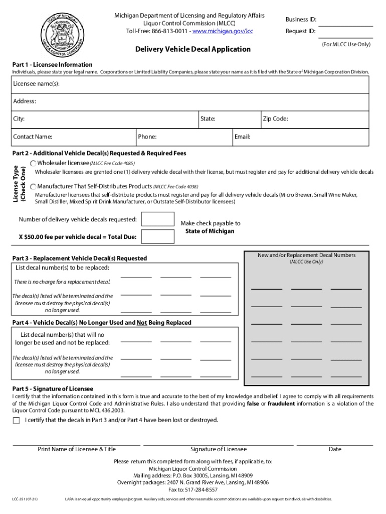 Fillable Online Delivery Vehicle Decal Application Fax Email Print ...