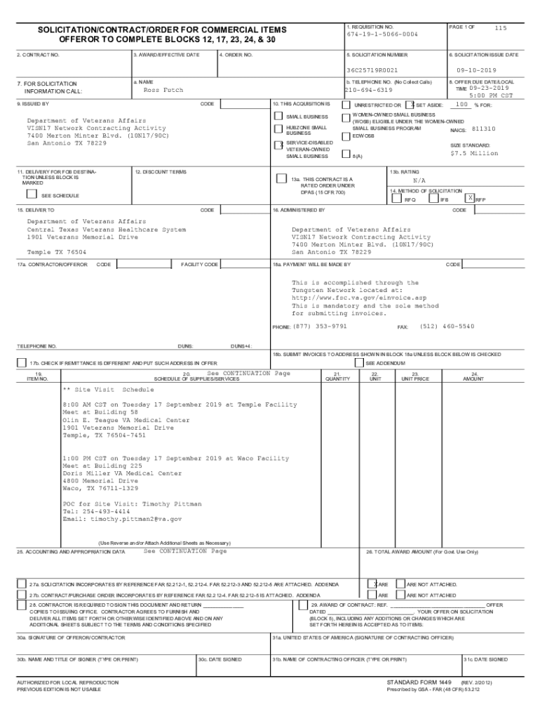 Fillable Online www.nrc.govdocsML1717SOLICITATION/CONTRACT/ORDER FOR COMMERCIAL ITEMS OFFEROR TO ...