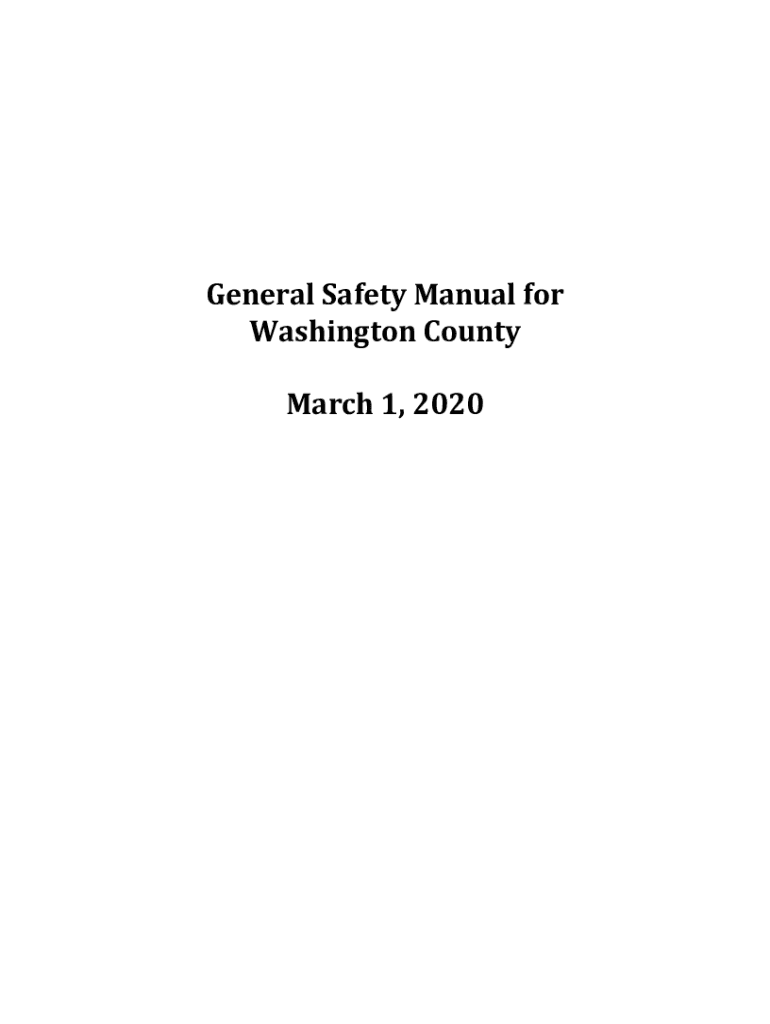 Fillable Online General Safety Manual for Washington County March 1 ...
