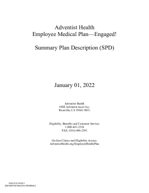 Fillable Online Adventist Health Employee Medical PlanEngaged! Summary ...