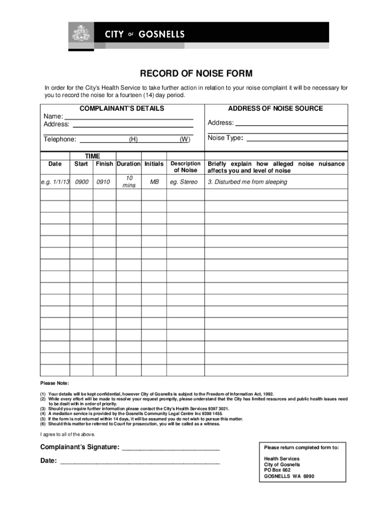 Fillable Online www.gosnells.wa.gov.ausitesdefaultFpcn2 - Record of ...