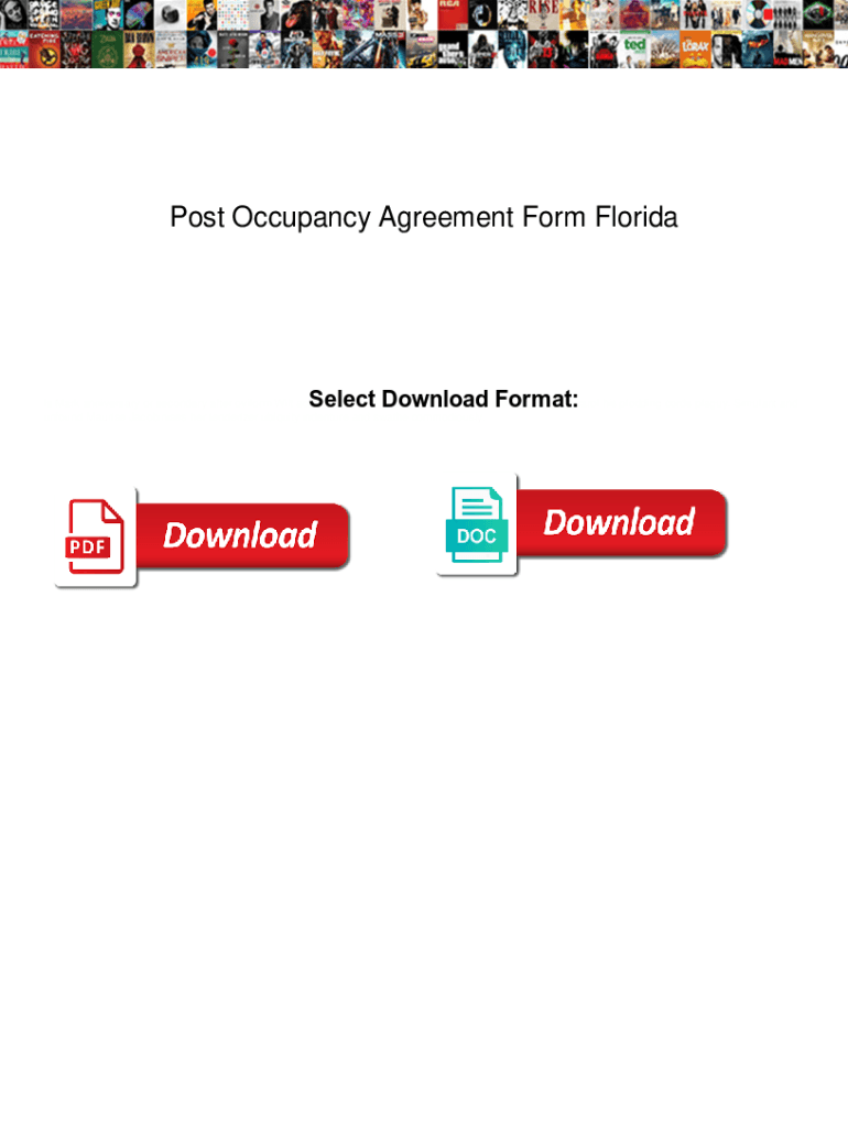 Fillable Online Post Occupancy Agreement Form Florida. Post Occupancy ...