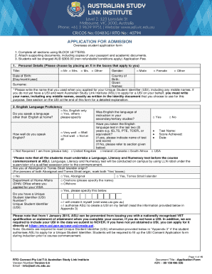 Fillable Online asli vic edu asli.vic.edu.au doc Application-form ...