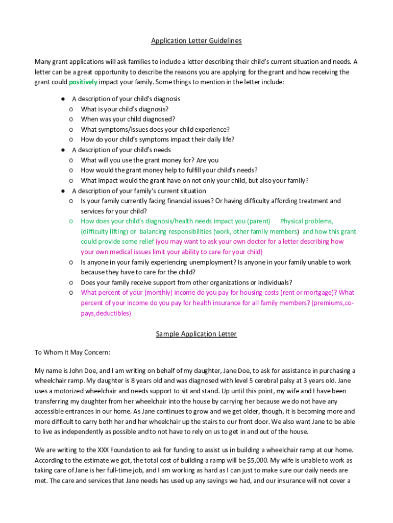 Fillable Online Grant Application Letter - Letters.org - Free Sample ...