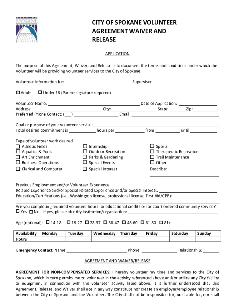 Fillable Online www.uslegalforms.comform-library472394-waWA Volunteer ...