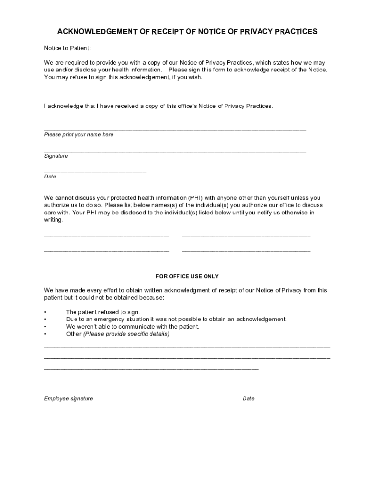Fillable Online sa1s3.patientpop.comassetsdocsACKNOWLEDGEMENT OF ...
