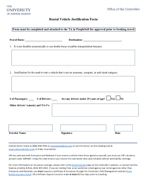Fillable Online Rental Vehicle Justification Form - ooifb.org Fax Email ...