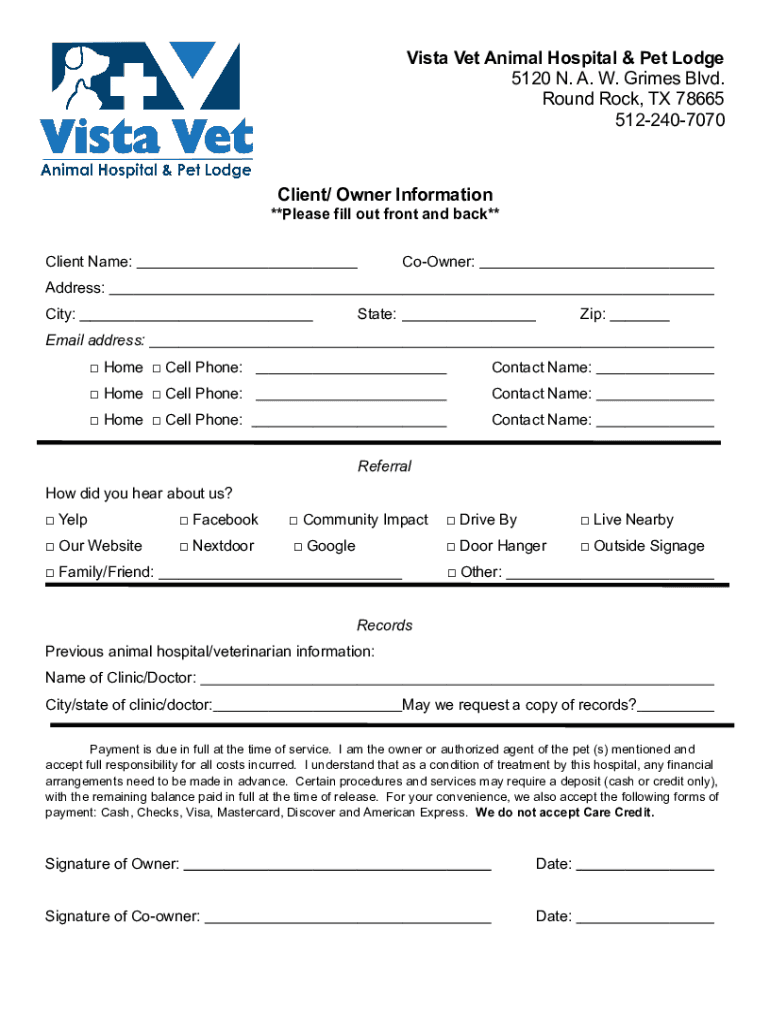Fillable Online New Client Info Sheet - VV.odt Fax Email Print - pdfFiller
