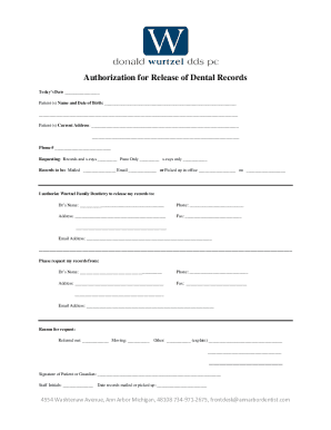 Fillable Online www.mooredds.com docs Authorization to Release ...