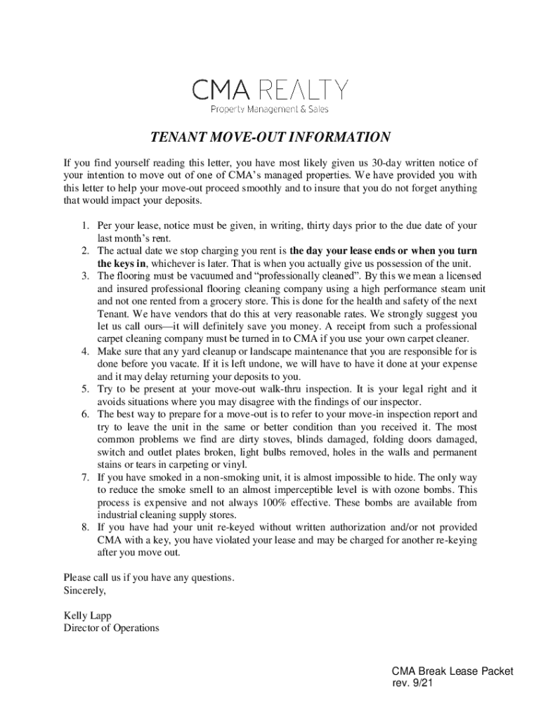 Fillable Online www.popepropertiesllc.comtenantmoveoutchecklistLETTER ...