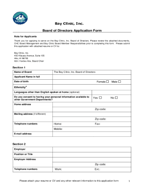 Fillable Online Board Application Form. Bay Clinic Fax Email Print ...