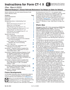 Fillable Online Instructions for Form CT-1 X Internal Revenue Service ...