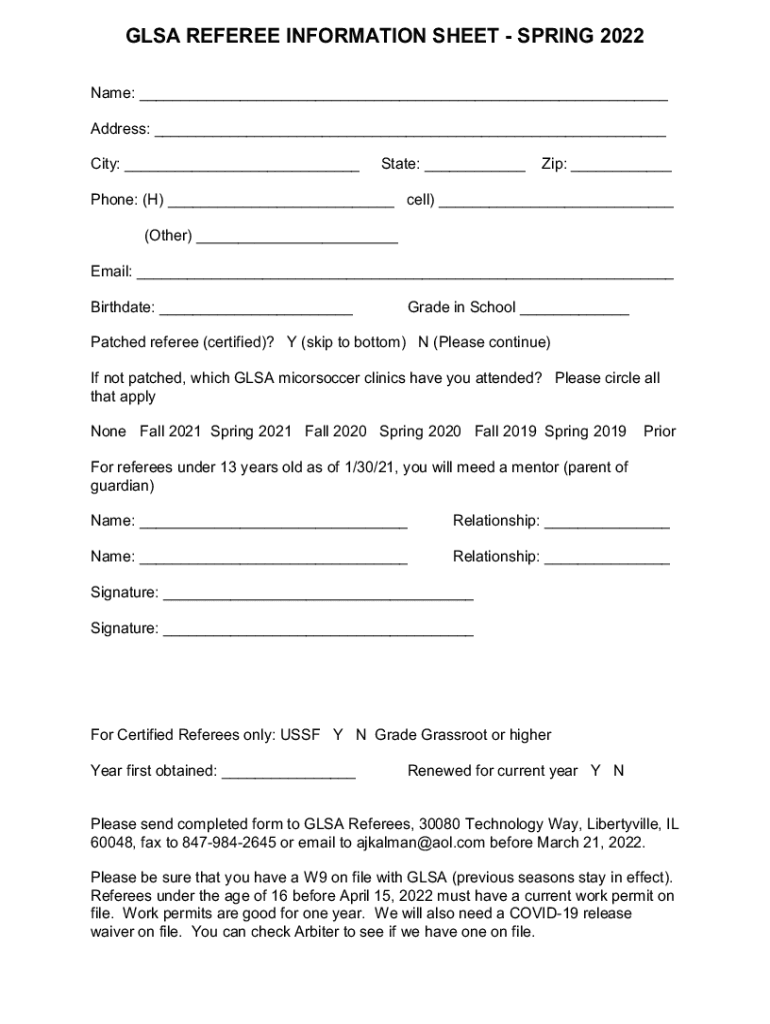 Fillable Online dt5602vnjxv0c.cloudfront.netportals1211GLSA REFEREE INFORMATION FORM Fax Email ...