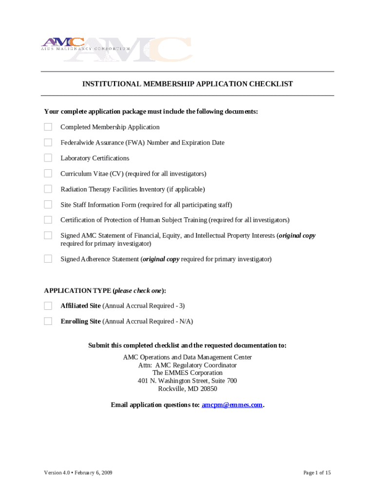 www.pdffiller.com426852718--INSTITUTIONALINSTITUTIONAL MEMBERSHIP APPLICATION CHECKLIST Doc ...