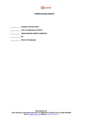 Fillable Online Carrier Packet Template - Fill Out and Sign Printable ...