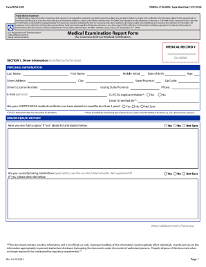 Fillable Online Medical Examination Report Form - fmcsa.dot.govCOMBINED ...