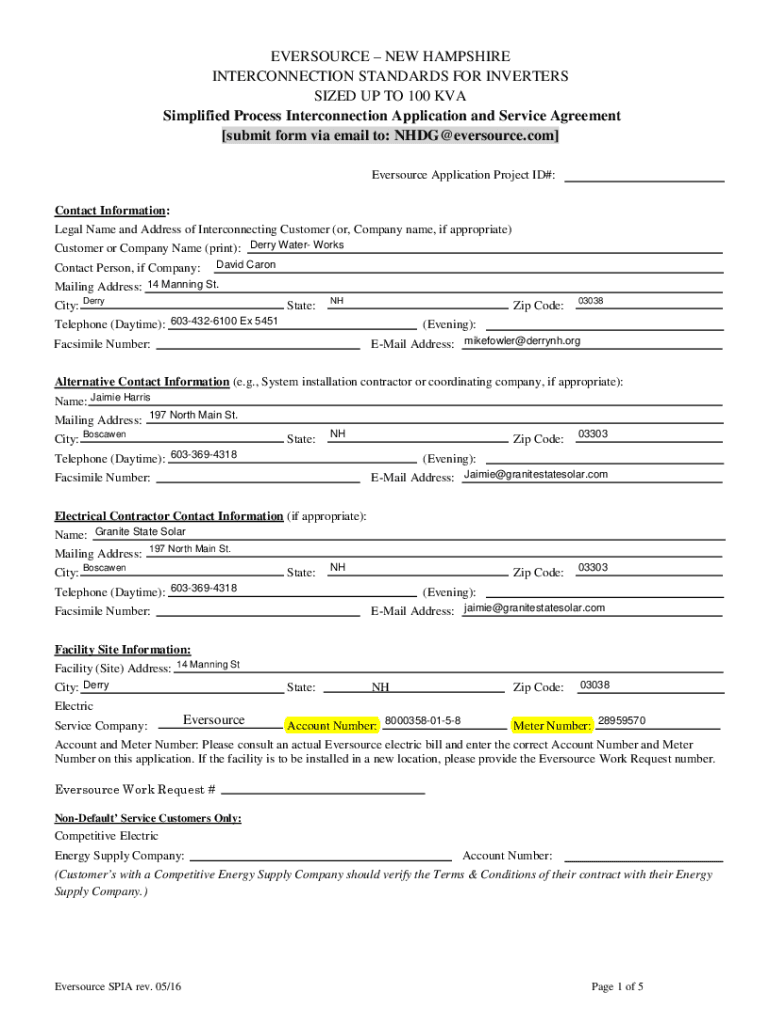 Fillable Online www.eversource.comcontentdocsSimplified Process Interconnection Application rev ...