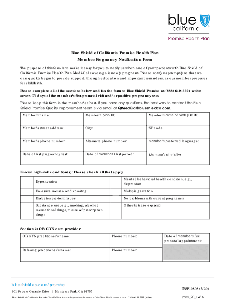 Fillable Online www.blueshieldca.comformsProvider formsBlue Shield of ...