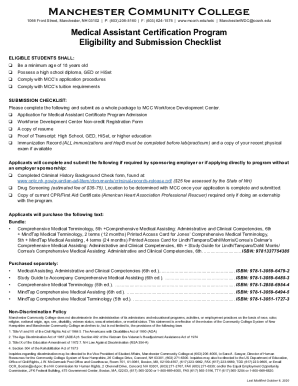 Fillable Online Medical Assistant Certificate Program - Manchester, NH ...