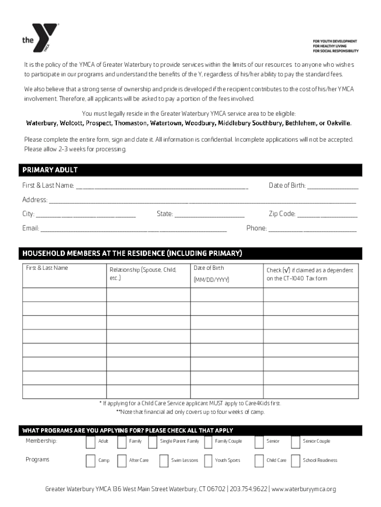 Fillable Online www.waterburyymca.orgapplicationfilesOPEN DOORS MAKING ...