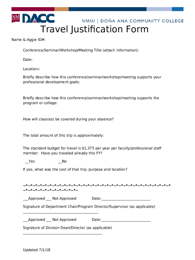 dacc.nmsu.eduTravelJustificationTravel Justification - Doa Ana ...