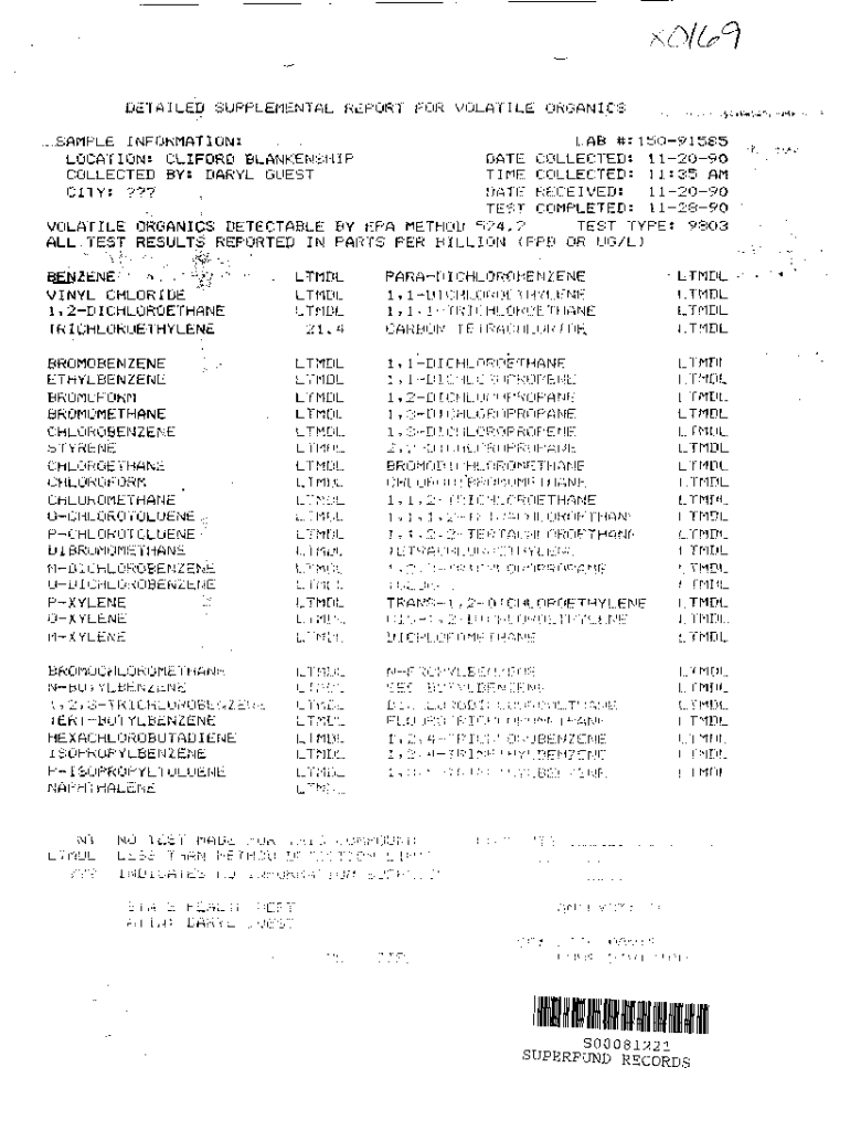 Fillable Online semspub.epa.govwork05EPA - VOLATILE ORGANICS ANALYSIS ... Fillable Online semspub.epa.govwork05EPA - VOLATILE ORGANICS ANALYSIS ...