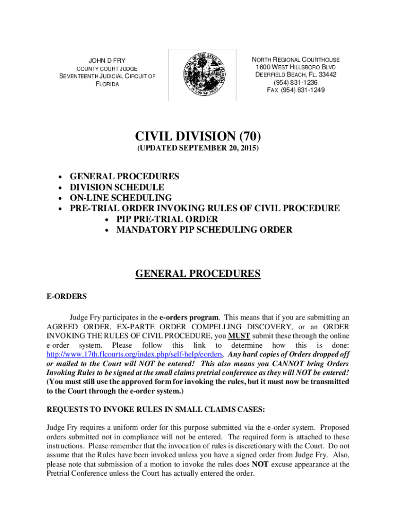 Fillable Online Judge John Fry... - 17th Judicial Circuit Court of ...