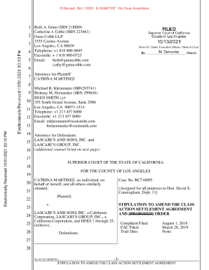 Fillable Online Martinez - Stipulation to Amend the Class Action ...