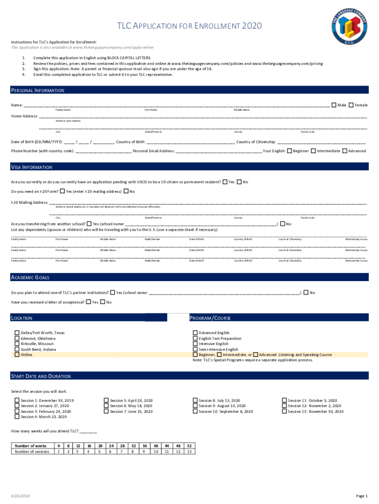 Fillable Online www.pdffiller.com518284596--TLC-Application-ForFillable Online TLC Application ...