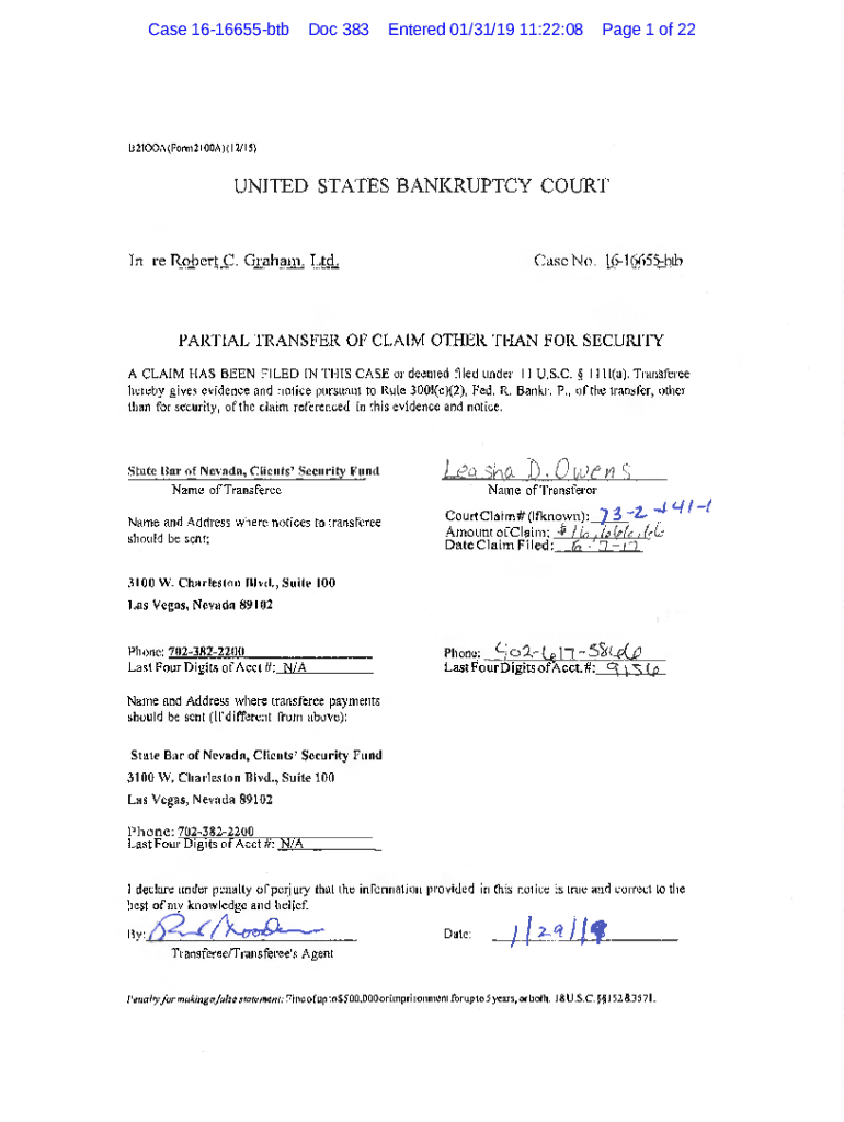 Fillable Online PARTIAL TRANSFER OF CLAIM OTHER THAN FOR SECURITY Fax ...