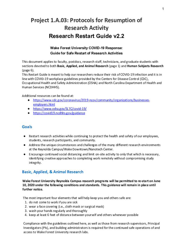 Fillable Online Time to restart: protocol of resumption of activities ...