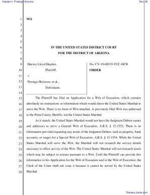 Fillable Online ORDERED that Application for Writ of Execution (Doc. 45 ...