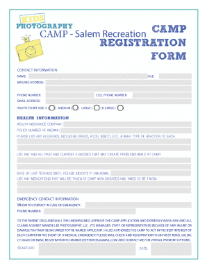 Fillable Online REGISTR CAMP TION FORM Fax Email Print - pdfFiller
