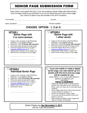 Fillable Online SENIOR PAGE SUBMISSION FORM Fax Email Print - pdfFiller