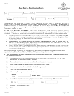 Sole Source Justification - northwestern.edu Doc Template | pdfFiller