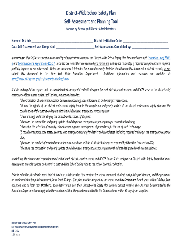 Fillable Online emsc32.nysed.govsssDistrict-WideSafetyPlanSelfDistrict ...