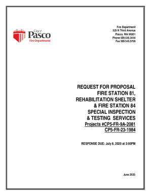 Fillable Online REQUEST FOR PROPOSAL FIRE STATION 81, REHABILITATION ...