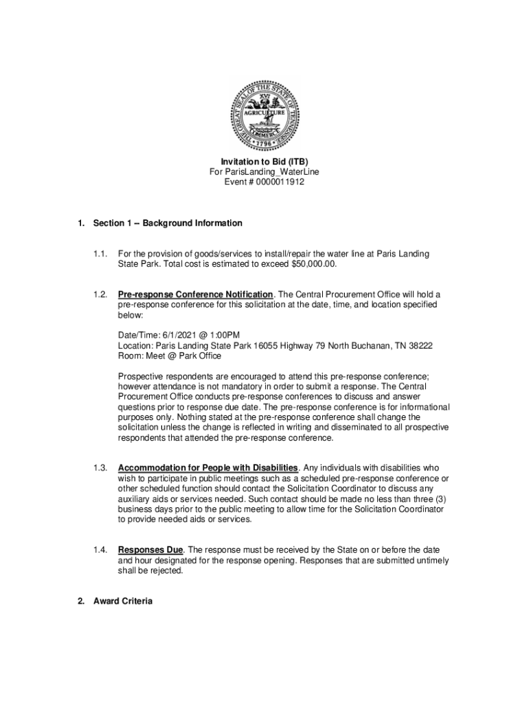 Fillable Online Invitation to Bid TemplateFree Invitation for Bid ...