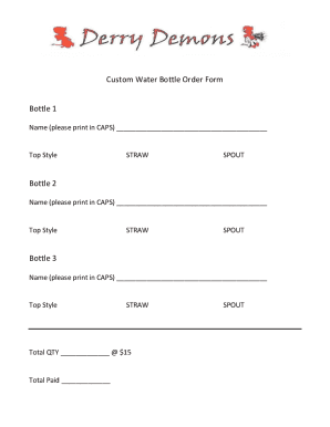 Fillable Online Custom Water Bottle Order Form Fax Email Print - pdfFiller