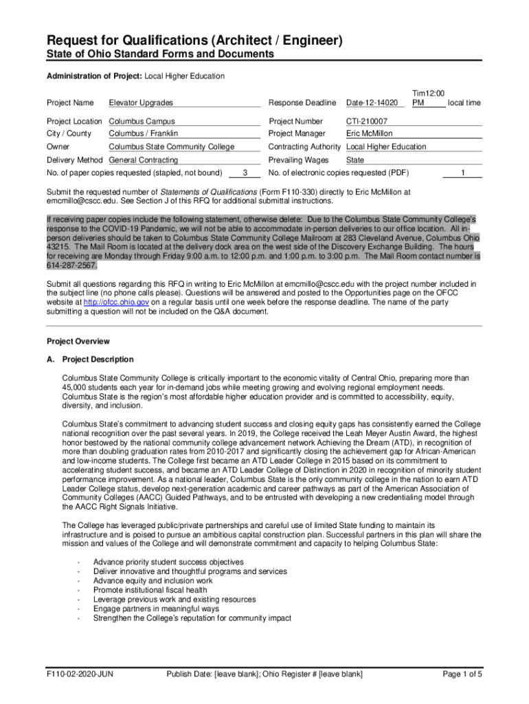 Fillable Online State of Ohio Standard Forms and Documents - cscc.edu ...