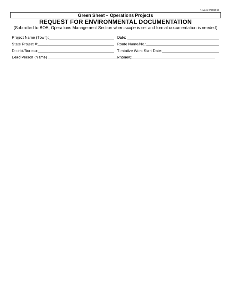 REQUEST FOR ENVIRONMENTAL CLASSIFICATION Doc Template | pdfFiller