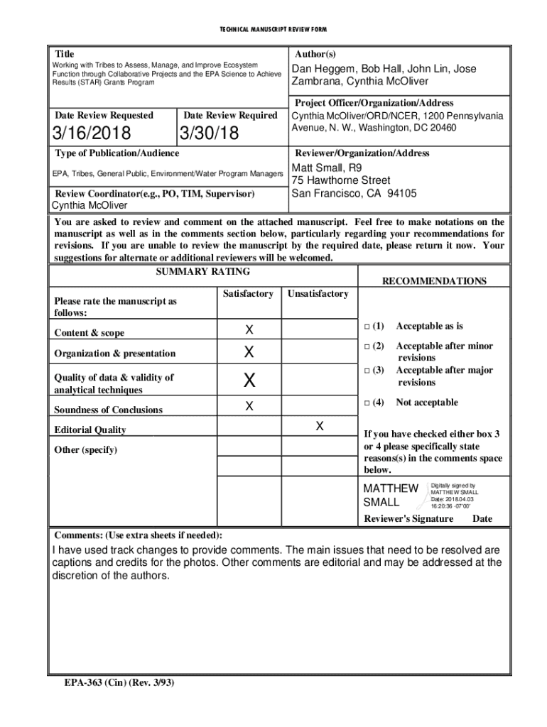 Fillable Online cfpub epa Technical Review form.doc Fax Email Print ...