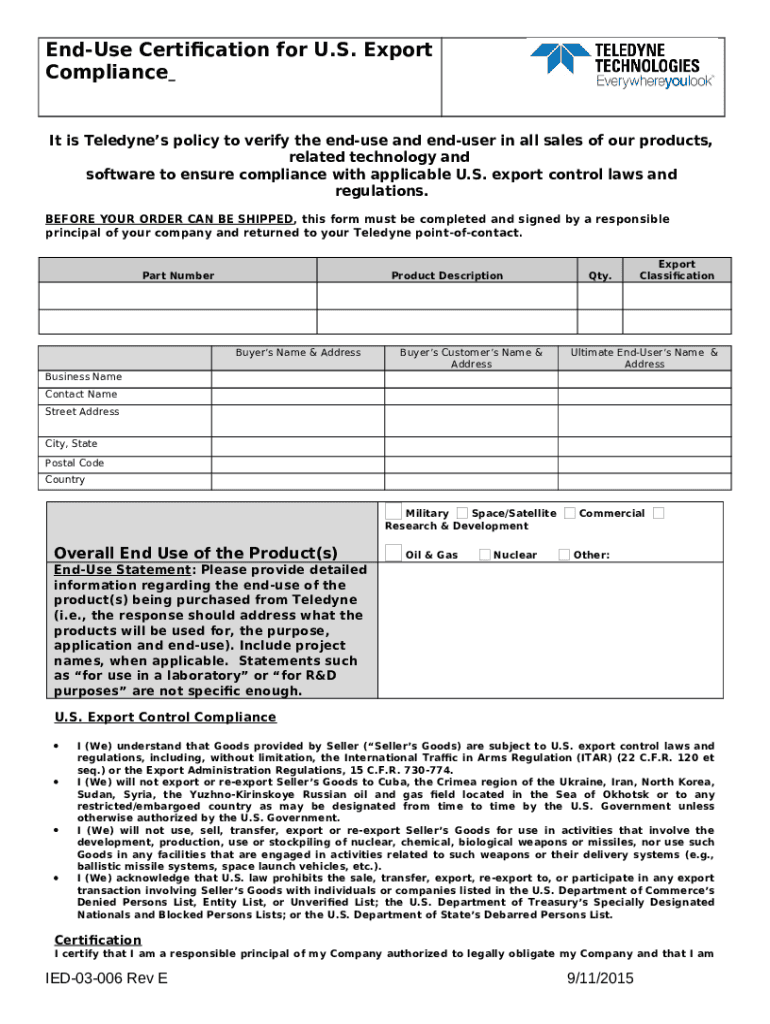 Export End User Doc Template | pdfFiller