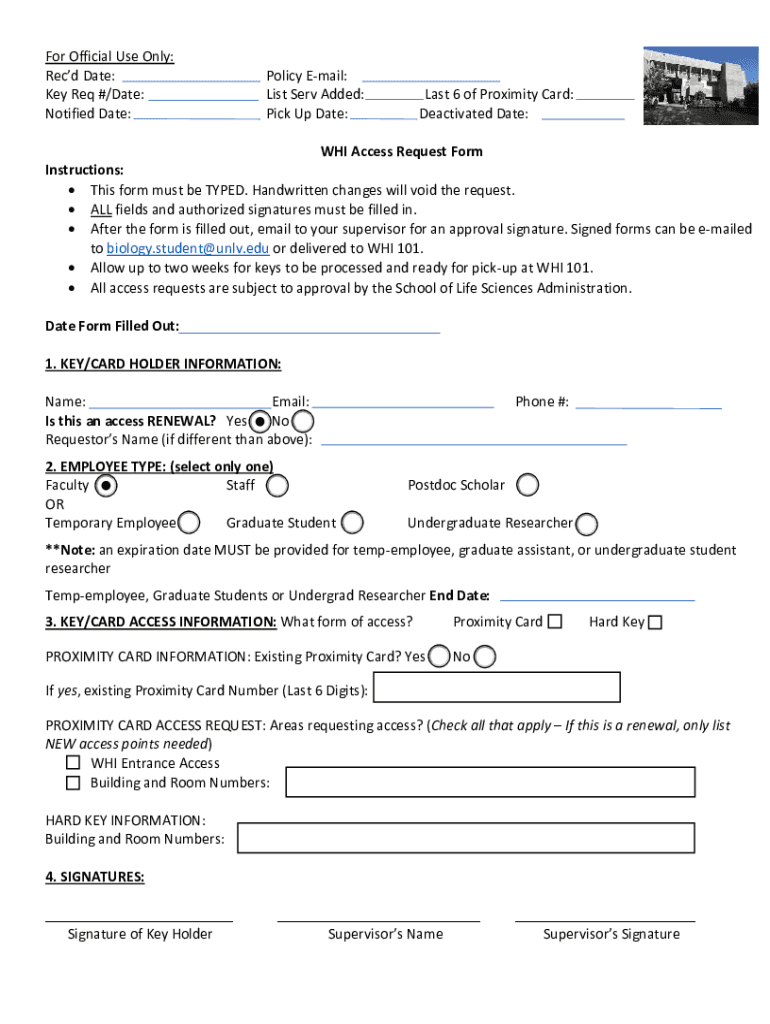 Fillable Online WHI Access Request Form Fax Email Print - pdfFiller