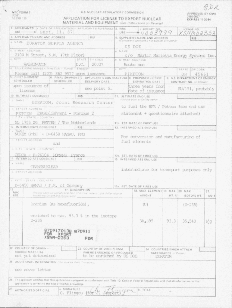 Fillable Online NRC FORM 7 U. S. NUCLEAR REGULATORY COMMISSION APPROVED ...